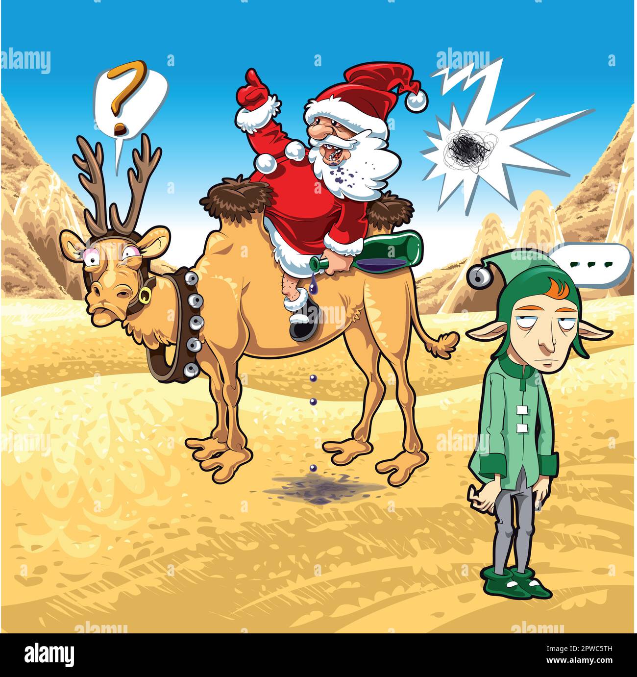 Christmas in desert- cartoon and vector scene Stock Vector Image & Art ...