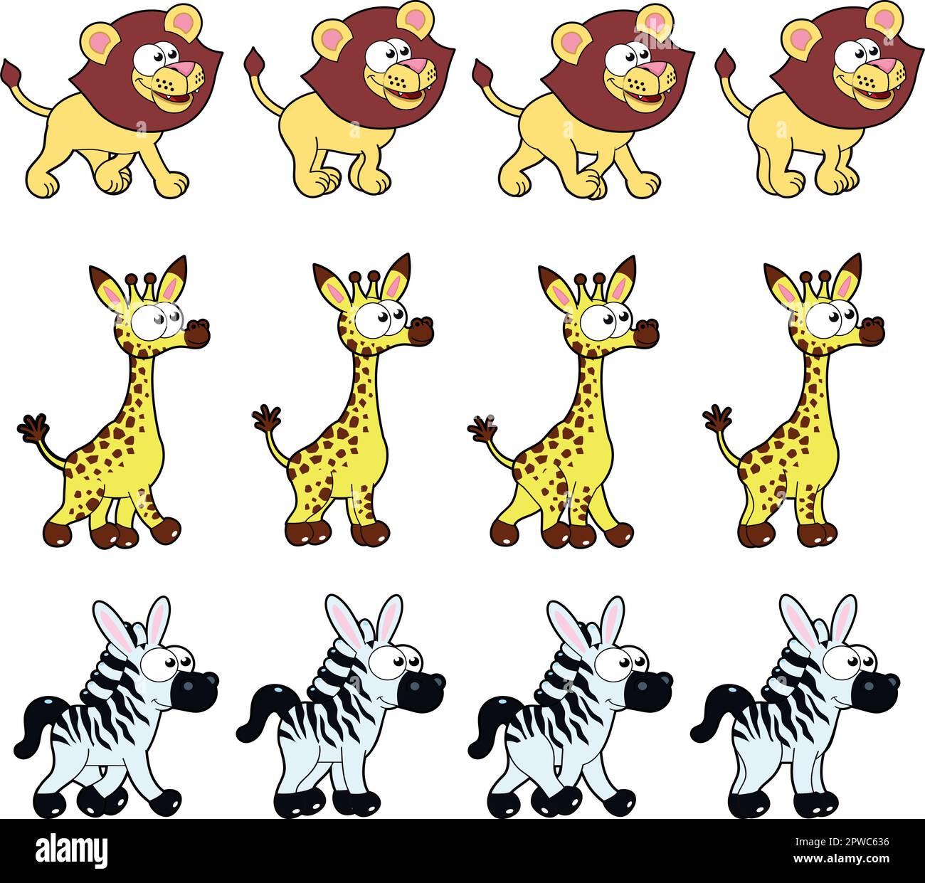 Animal Walking animations. Vector cartoon and isolated characters. You ...