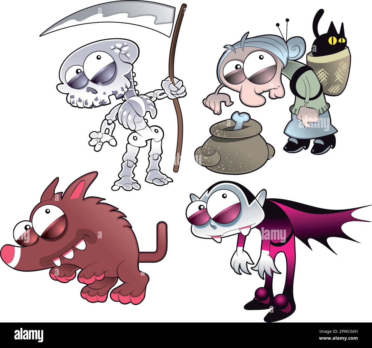 Horror Family: Funny cartoon and vector Characters Stock Vector Image ...