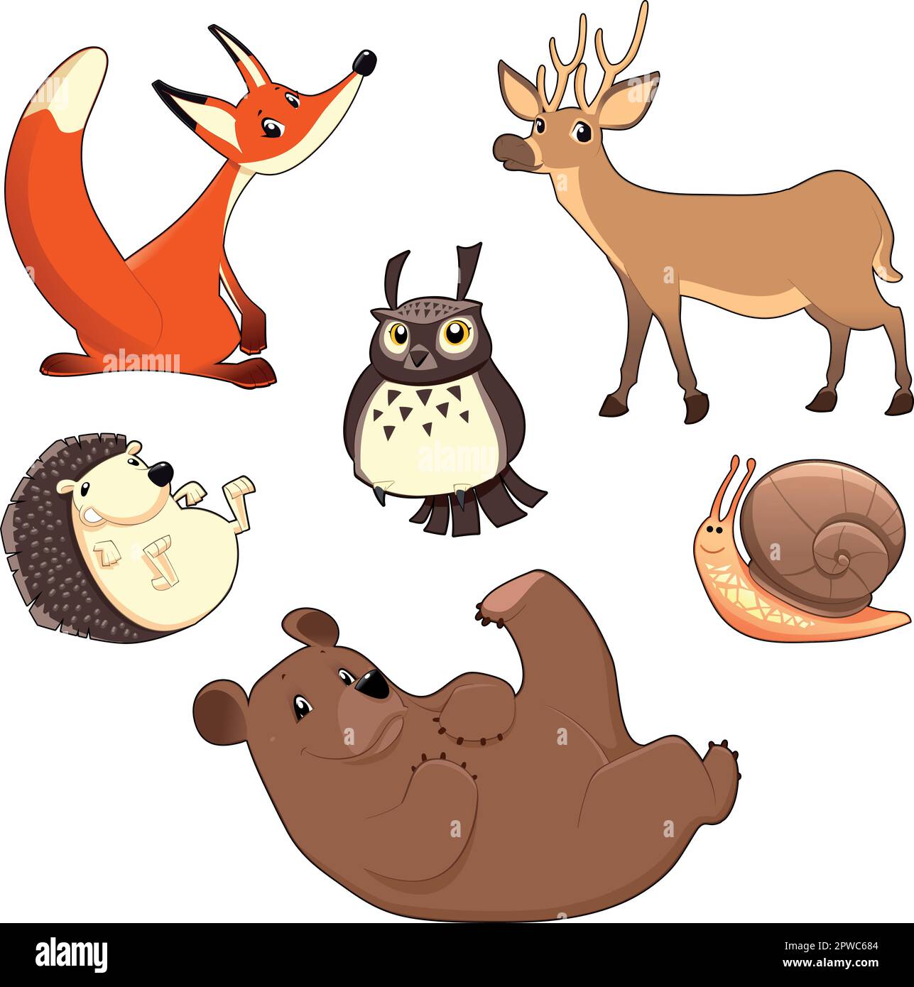 Wood Animals. Funny cartoon and vector isolated characters Stock Vector ...