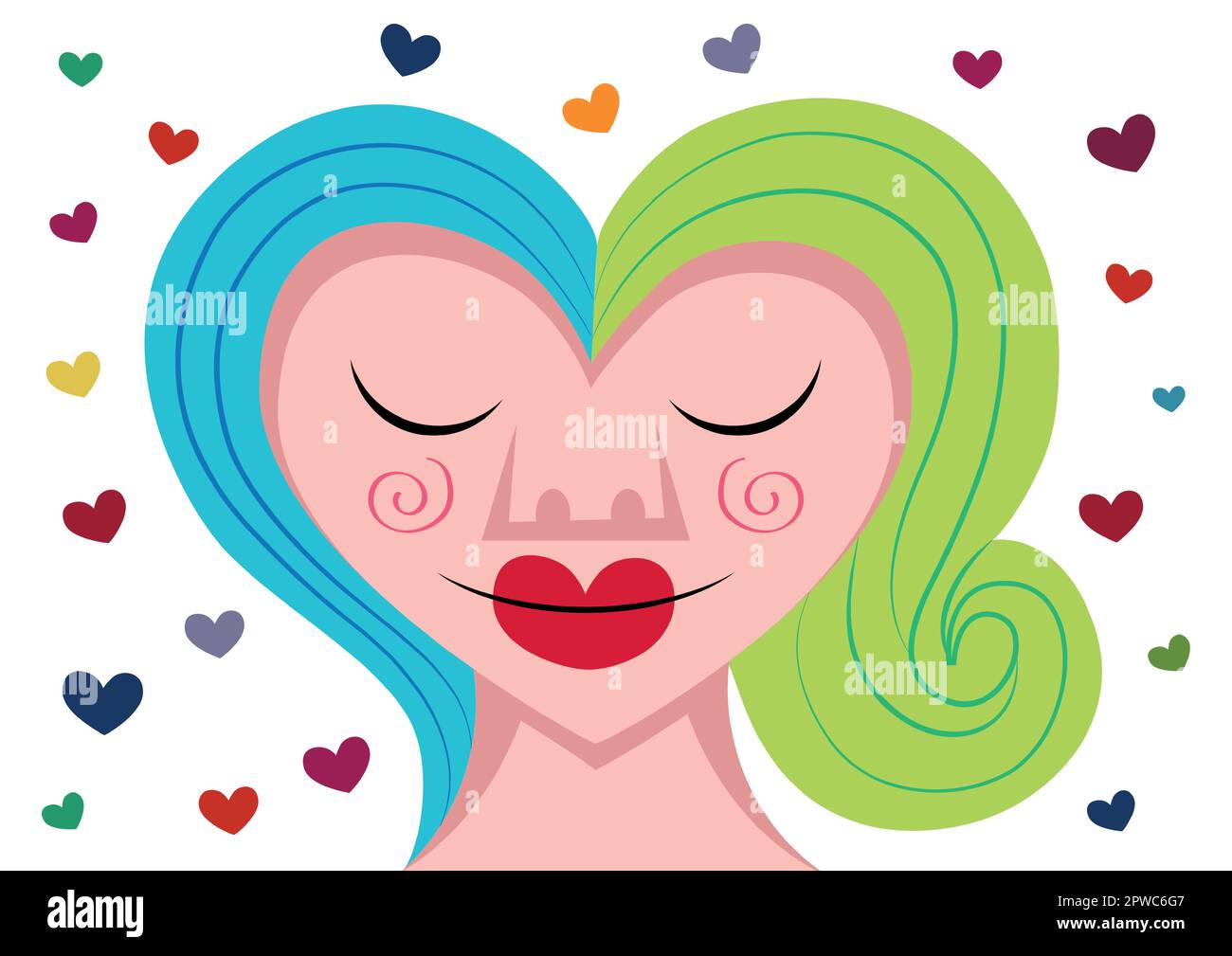 Loving girl face formed with heart Stock Vector Image & Art - Alamy