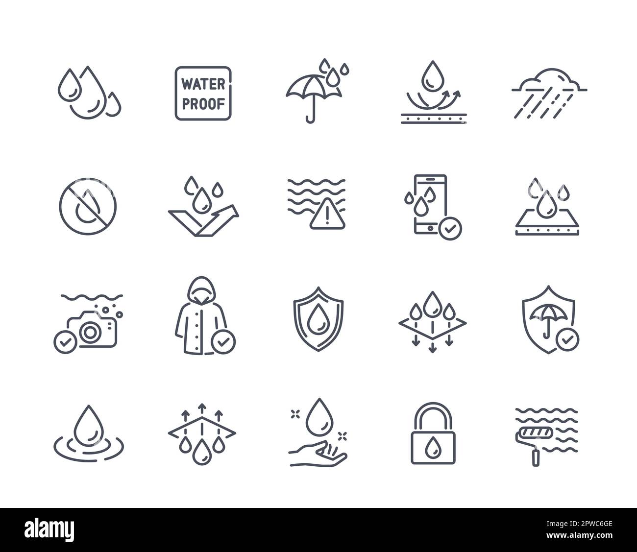 Waterproof line icons set Stock Vector Image & Art - Alamy