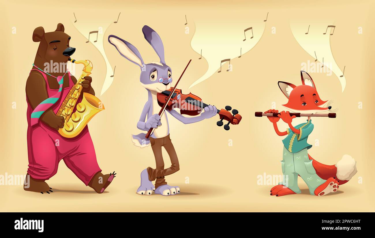 Musician animals. Cartoon and vector illustration Stock Vector Image ...