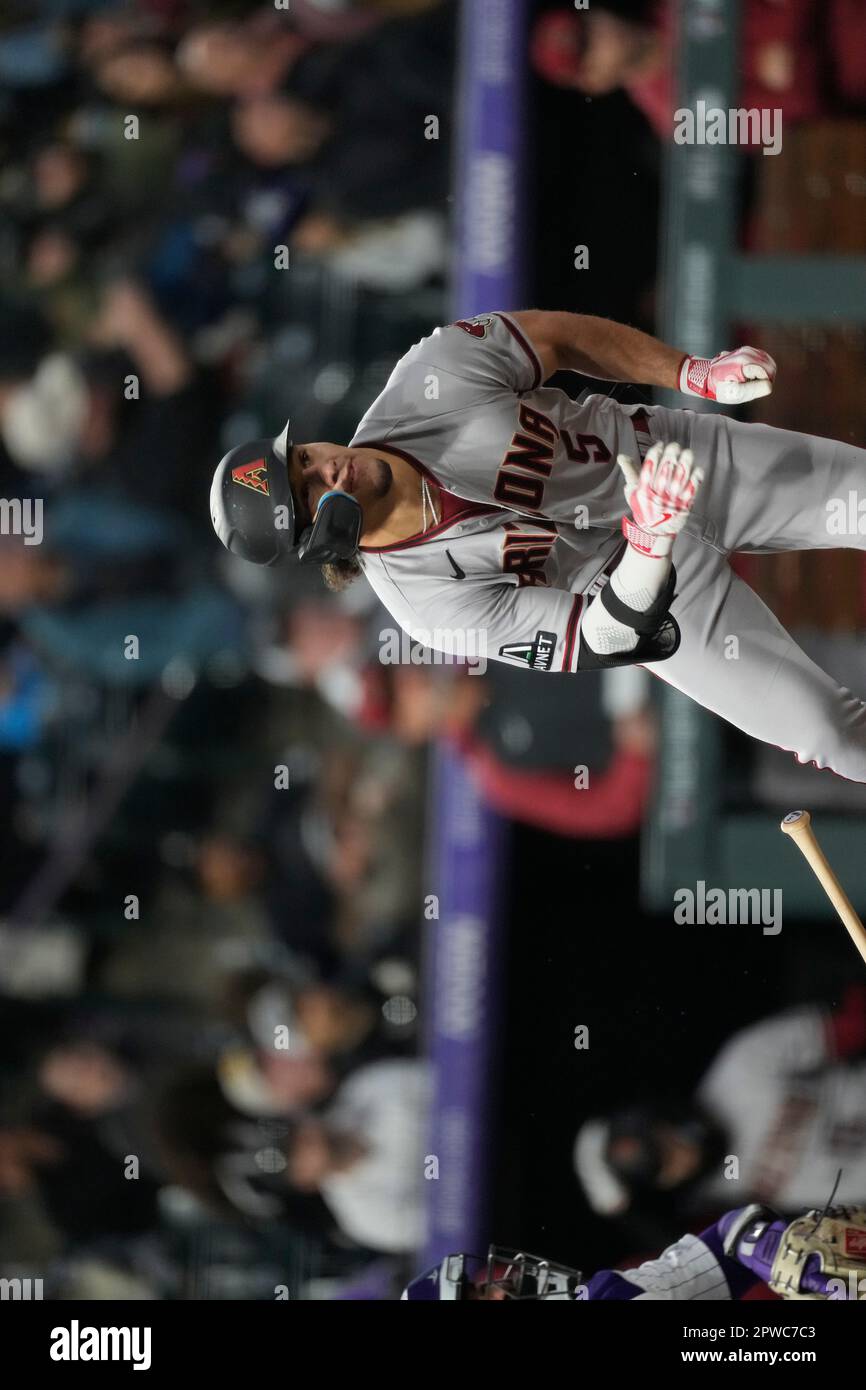 Arizona Diamondbacks center fielder Alek Thomas (5) in the sixth inning ...