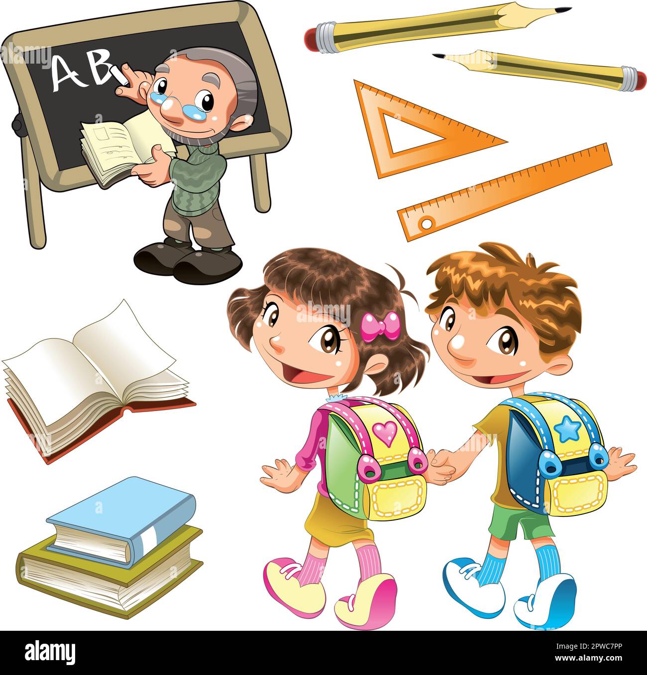 School elements, vector and cartoon illustration Stock Vector Image ...