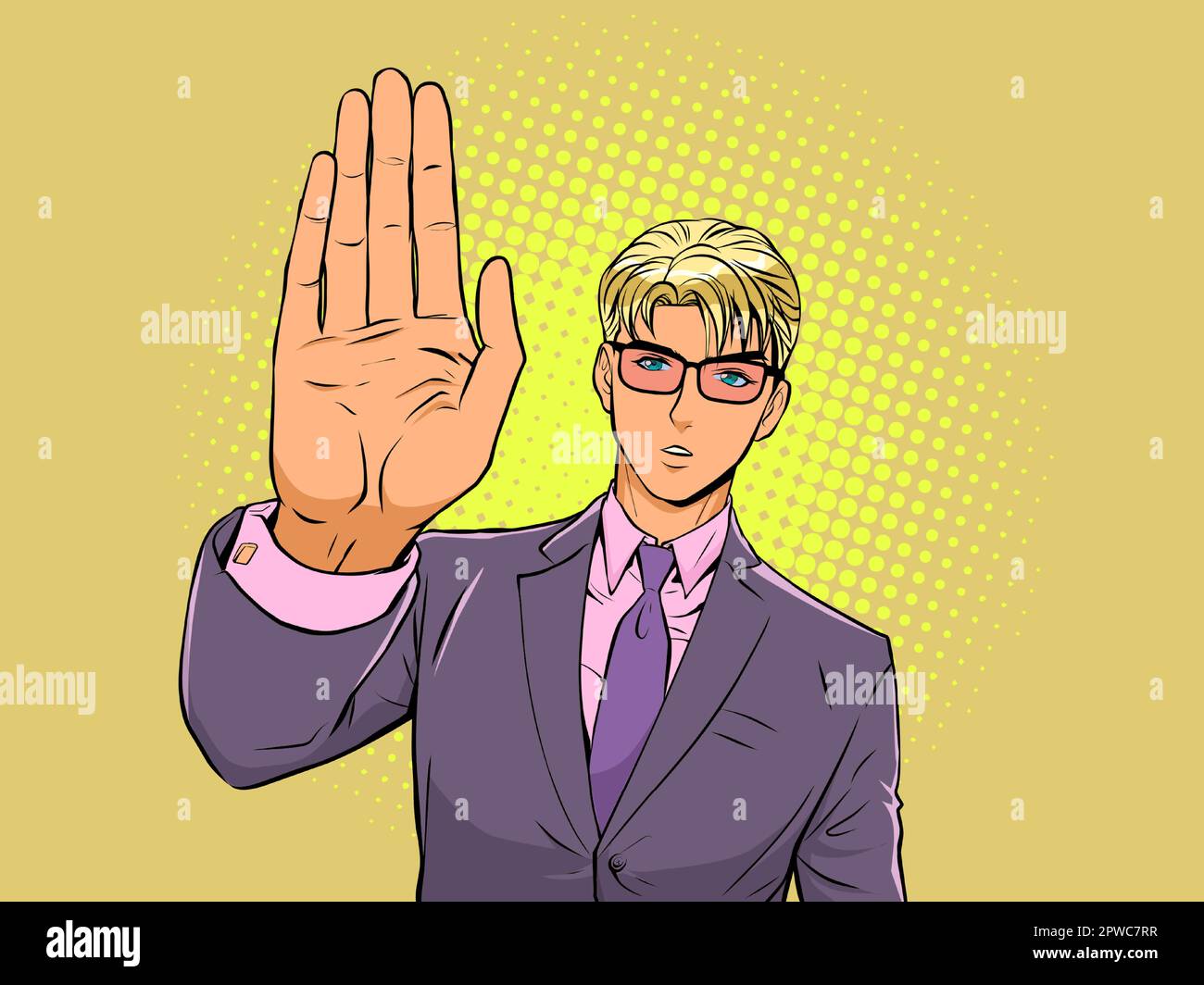 Businessperson stop hand sign warning Stock Vector Images - Alamy