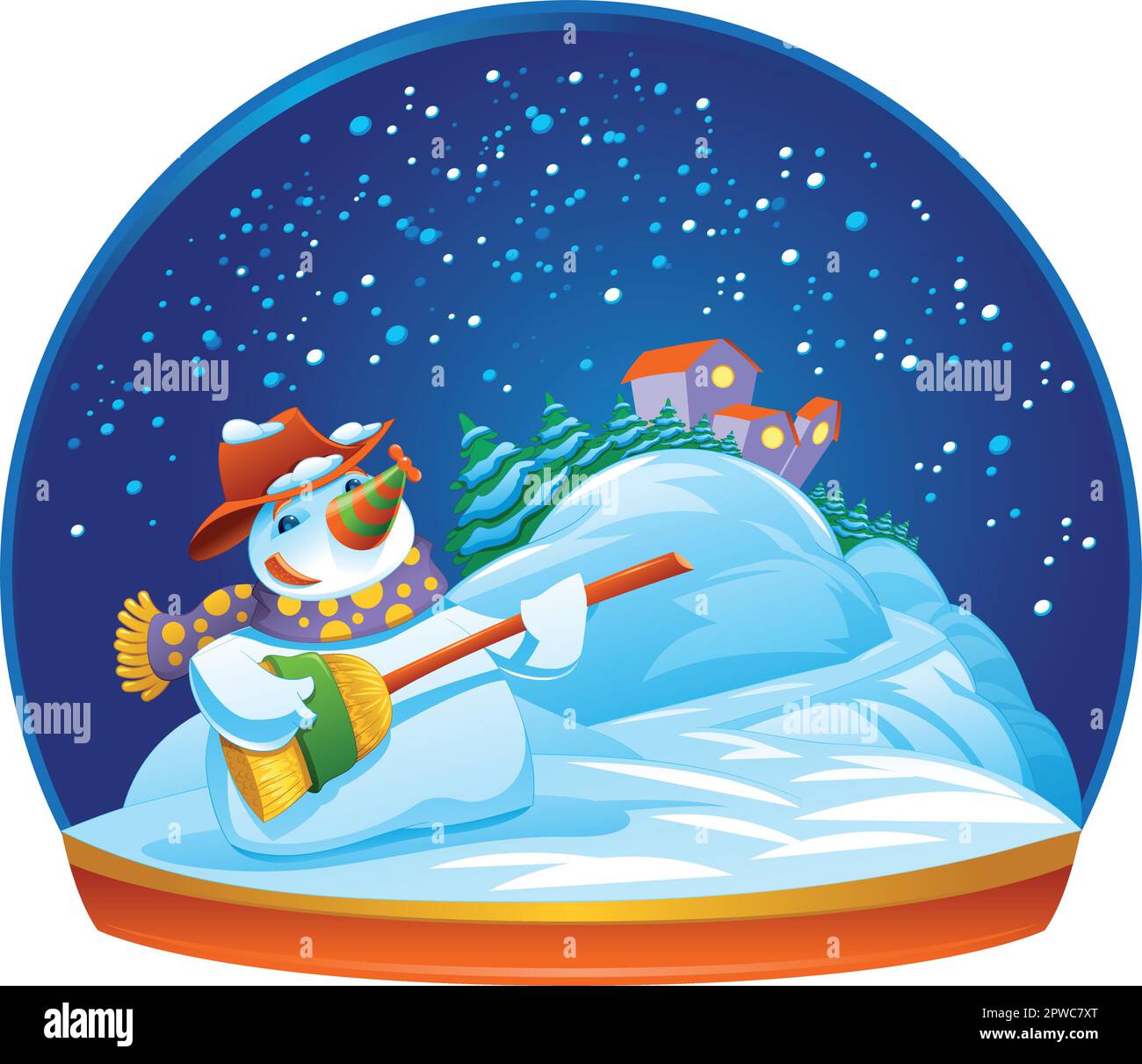 Snowman. Funny cartoon and vector isolated illustration Stock Vector ...