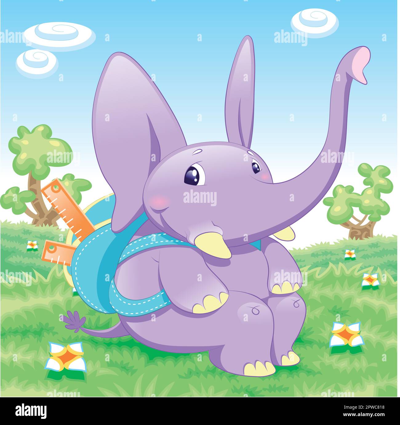 Baby Elephant - cartoon and vector illustration Stock Vector Image ...