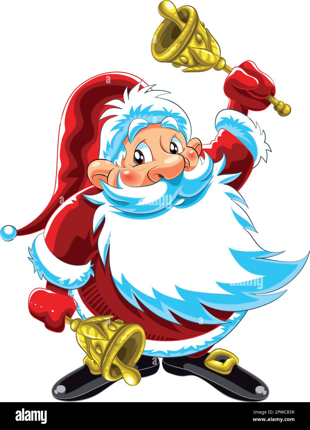 Santa Claus Playing Bells. Cartoon and vector character Stock Vector ...