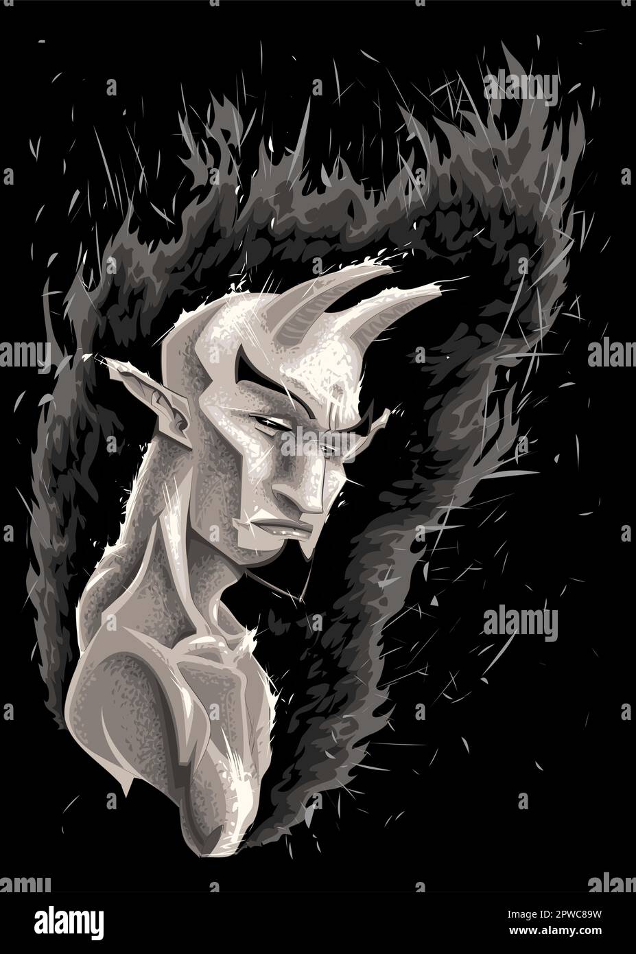 Dark Demon. Vector illustration, isolated character Stock Vector Image ...