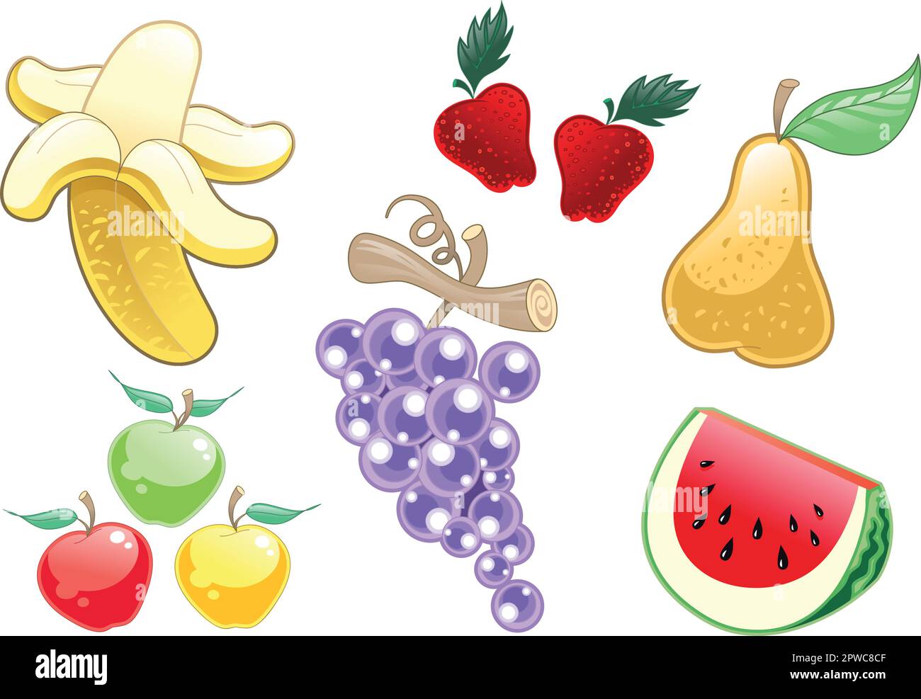Lot of Fruit - cartoon and vector illustration Stock Vector Image & Art ...