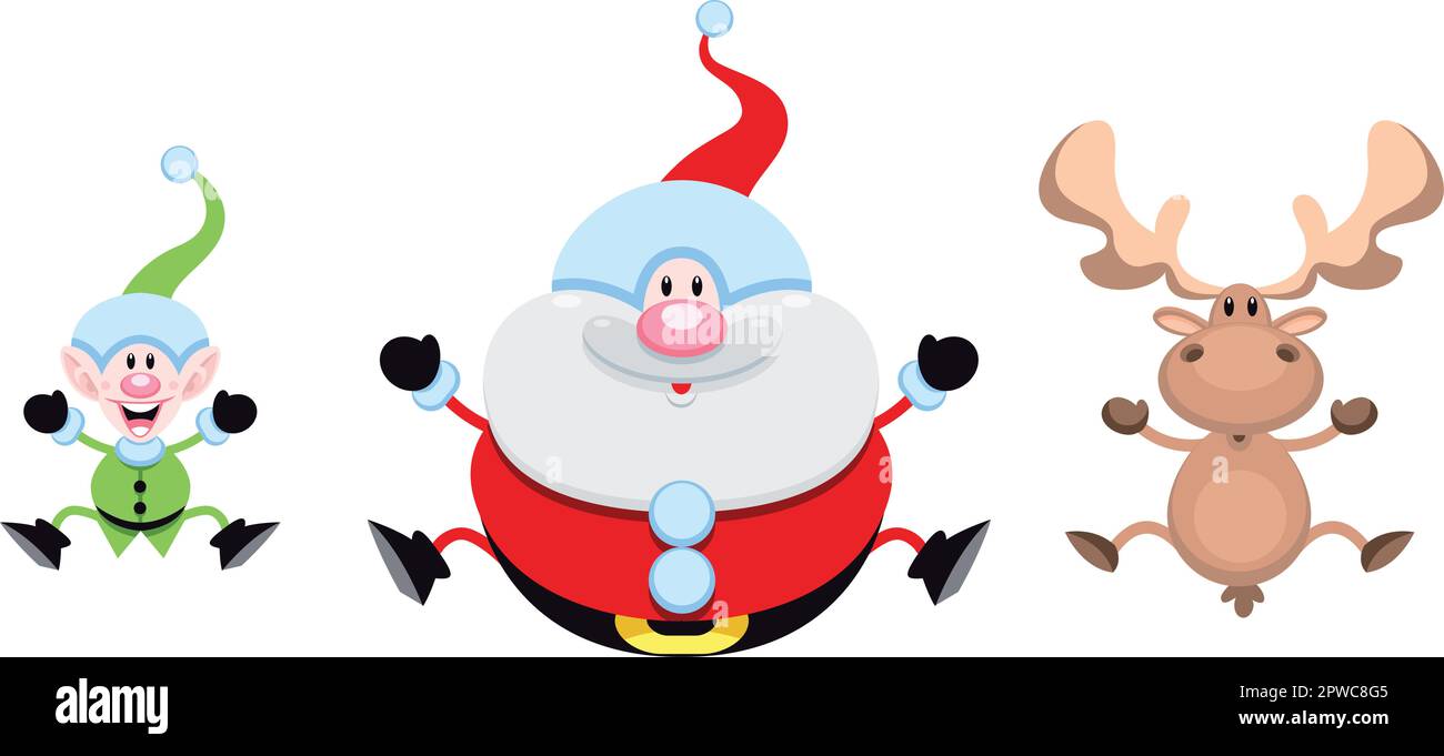 Christmas cartoon characters. Vector illustration Stock Vector Image ...