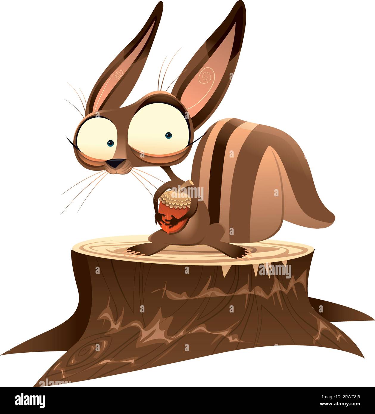 Squirrel on trunk, funny cartoon and vector character Stock Vector ...