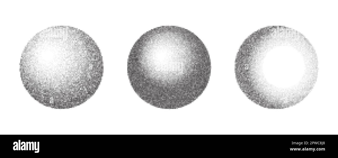 Grainy circles with noise dotted texture. Gradient balls with shadow on ...