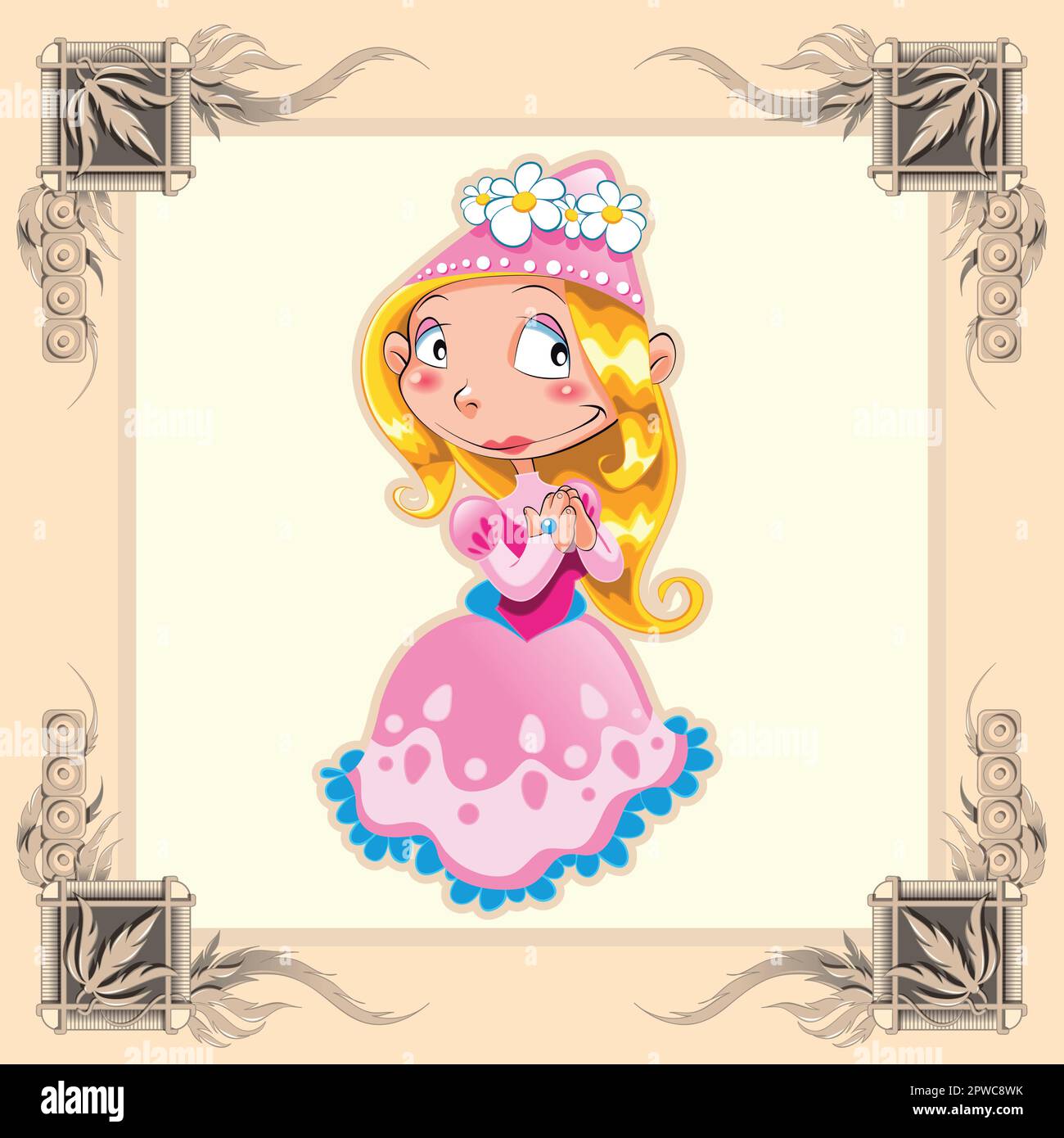 Funny Princess Cartoon And Vector Illustration Stock Vector Image And Art Alamy