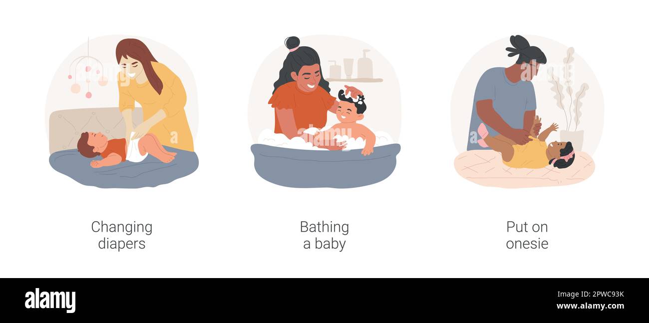 Washing changing baby Stock Vector Images - Alamy
