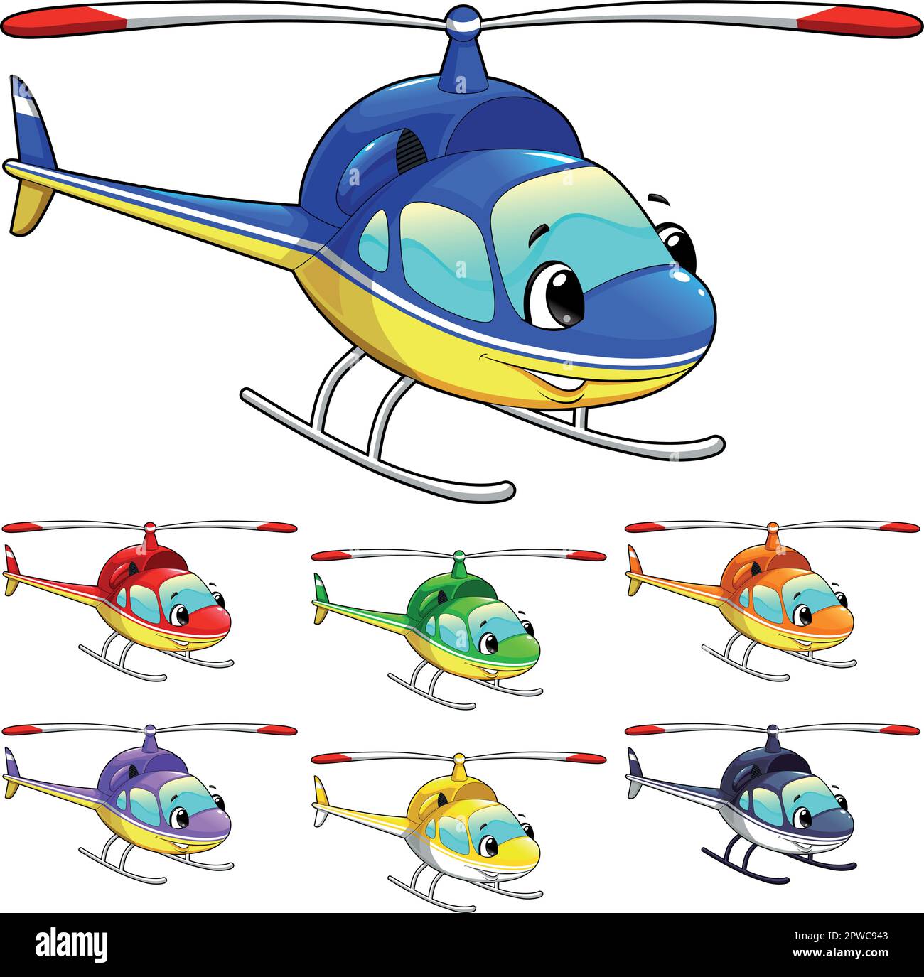 Funny helicopter. Cartoon and vector isolated character Stock Vector ...