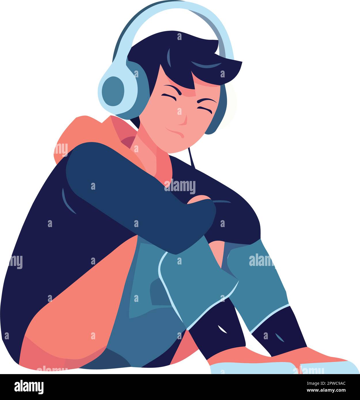 young boy with headphones character Stock Vector Image & Art - Alamy