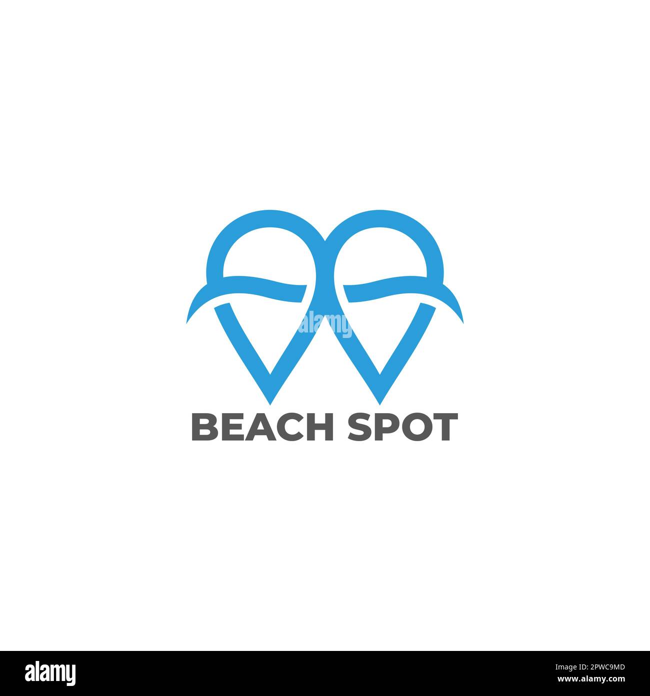 beach spot pin location wave logo vector Stock Vector Image & Art - Alamy