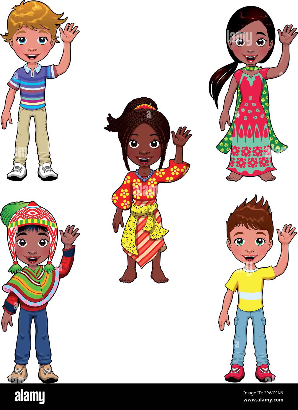 Children in the world. Cartoon and vector isolated characters Stock ...