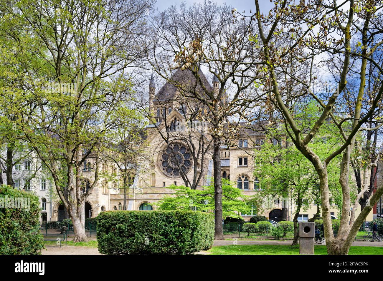 the cologne synagogue in neo-romanesque style on rathenau square in ...