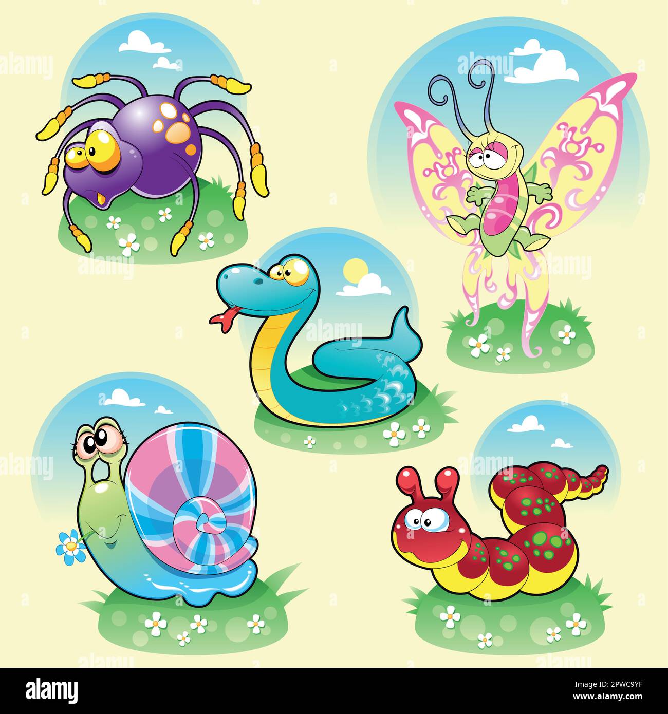 Family of funny animals. Cartoon and vector illustration, isolated ...