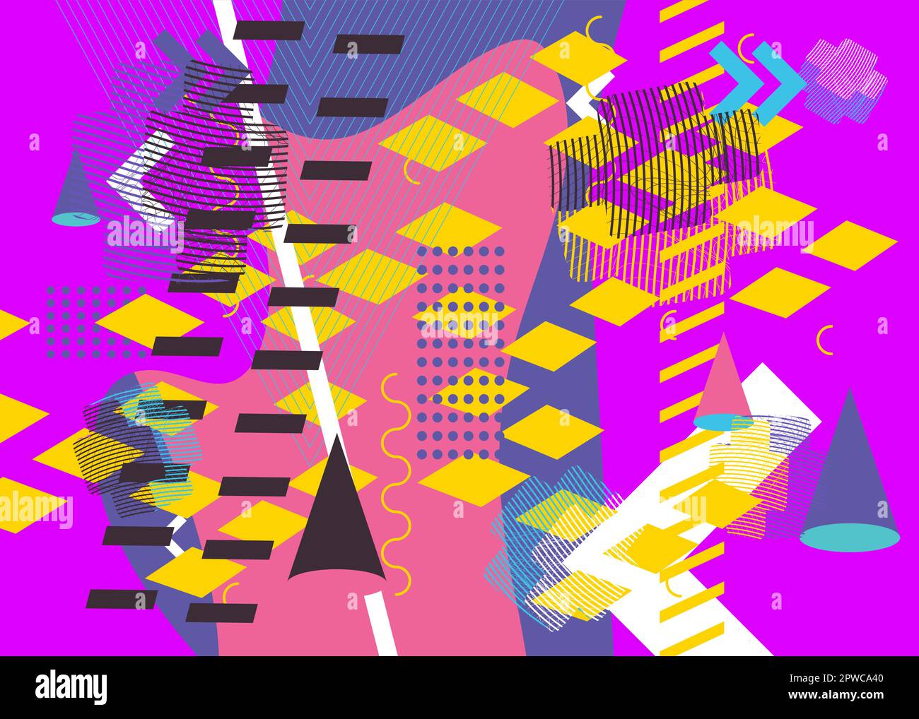 Busy geometric vintage background poster. Abstract geometrical graphic ...