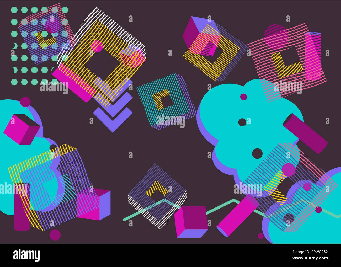 Busy geometric vintage background poster. Abstract geometrical graphic ...