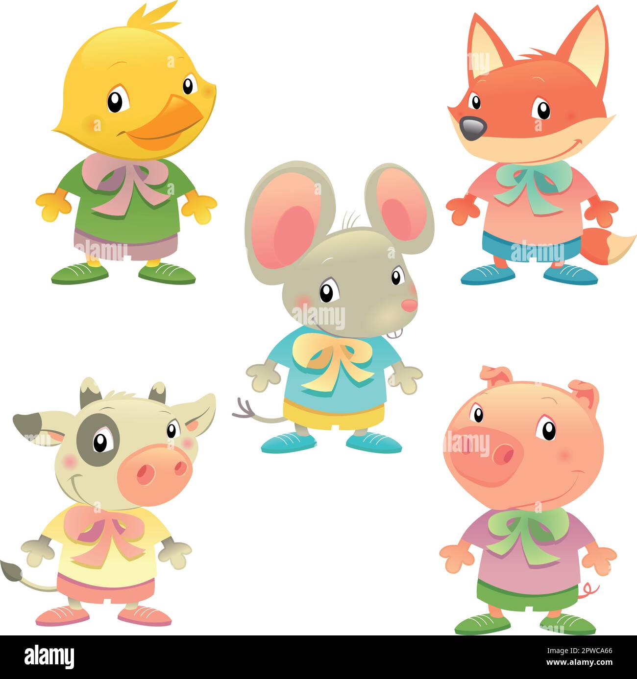 Cute animal family. Vector isolated colored characters Stock Vector ...