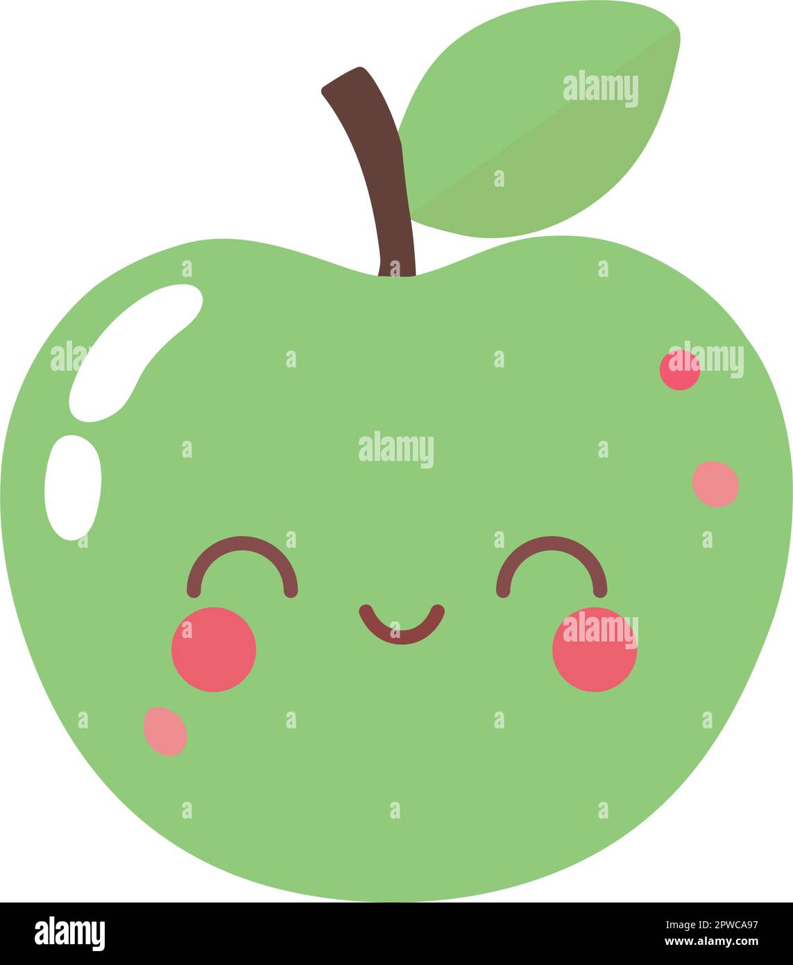 cute green apple kawaii Stock Vector Image & Art - Alamy