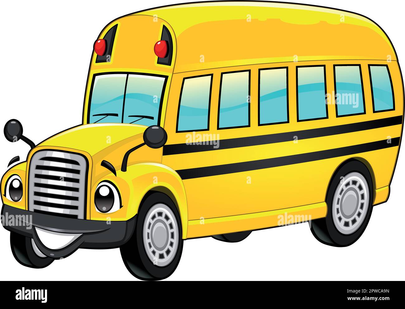 Funny school bus. Cartoon and vector isolated character Stock Vector ...