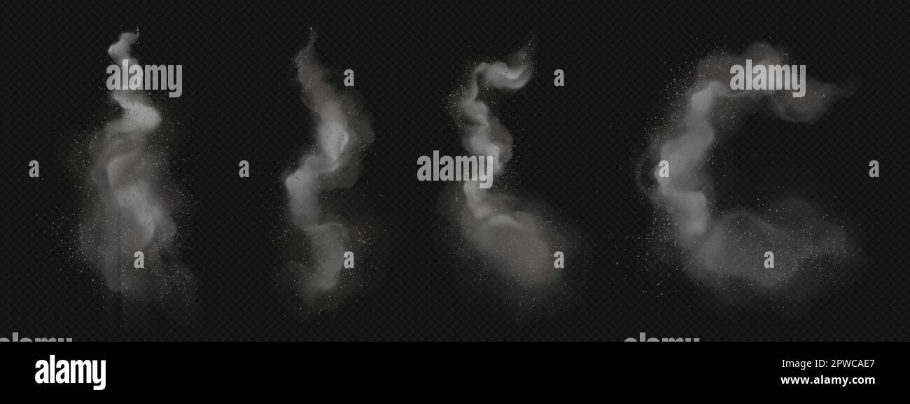 Realistic set of smoke trail in air isolated on transparent background ...