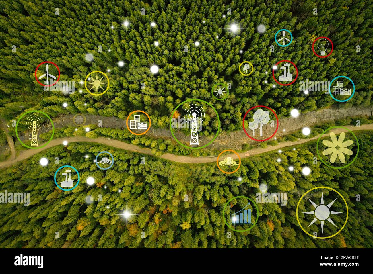 Overhead view countryside road network hi-res stock photography and ...