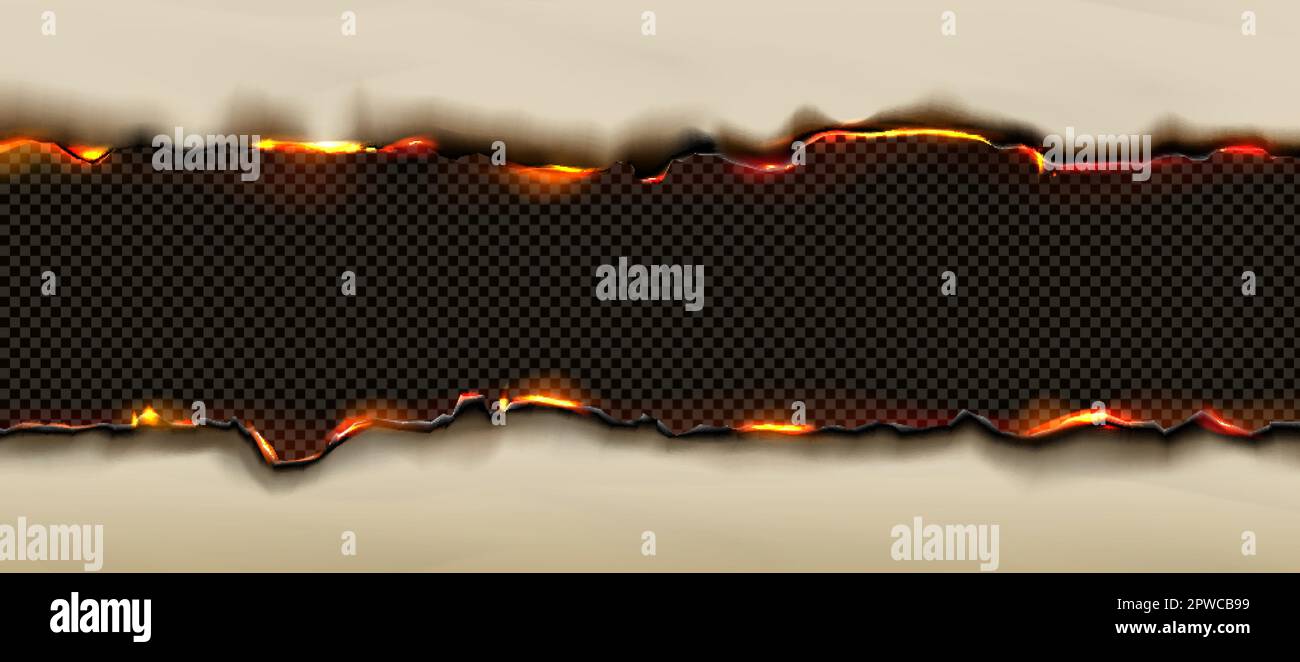 Burnt paper edges effect with fire and black ash. Borders with texture ...