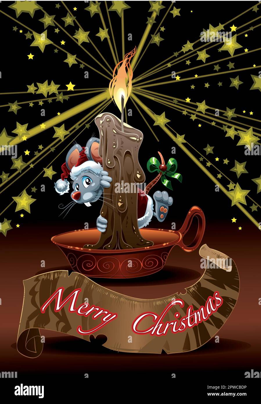 Little Mouse for Christmas- Cartoon and vector illustration Stock ...