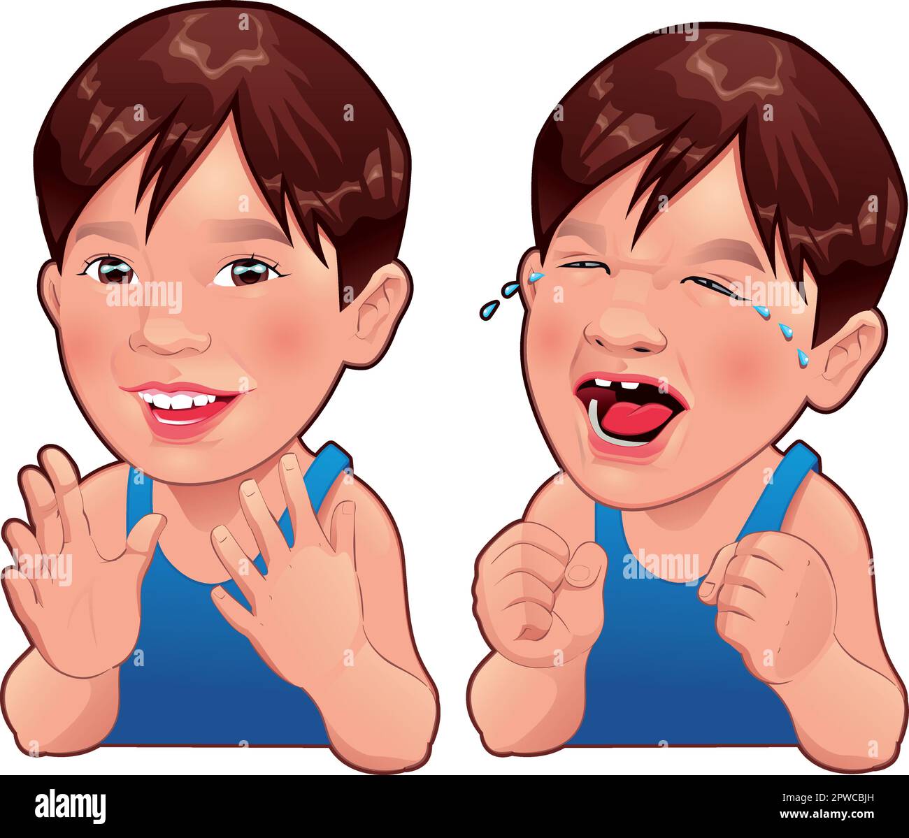 Happy and Sad boy. Cartoon and vector isolated character Stock Vector ...