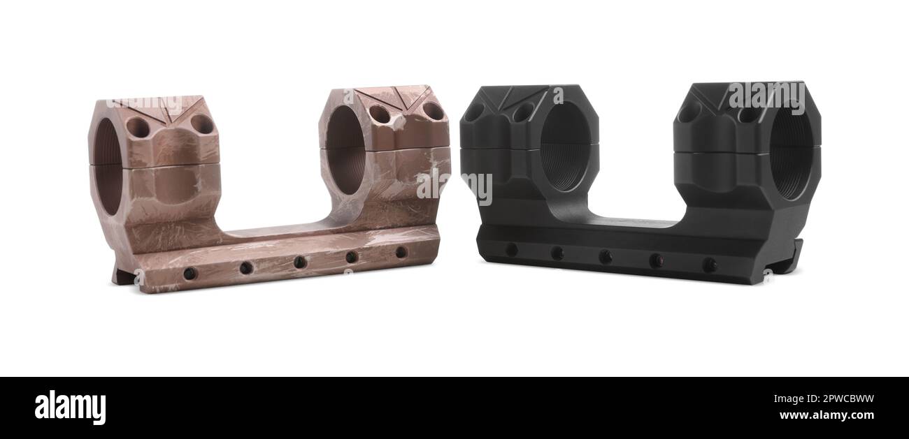 Quick disconnect sniper cantilever scope mounts on white background ...