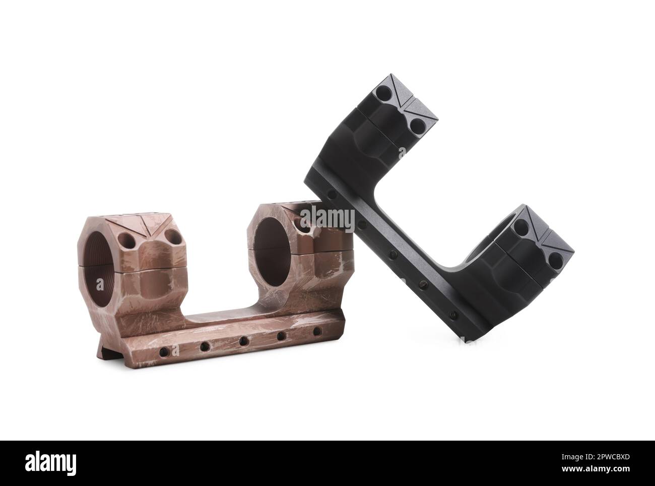 Quick disconnect sniper cantilever scope mounts on white background ...