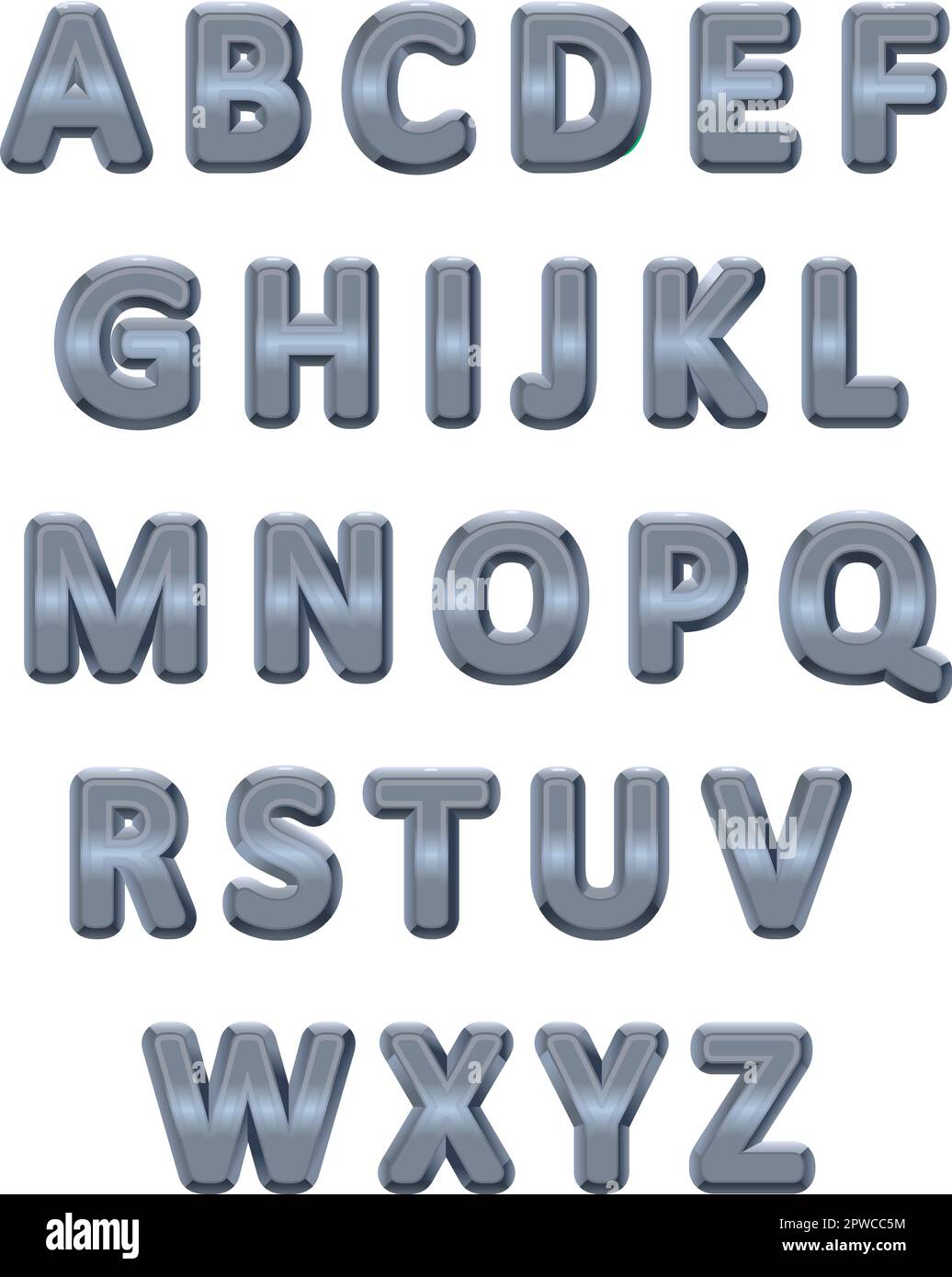 Metallic alphabet. Vector isolated letters Stock Vector Image & Art - Alamy