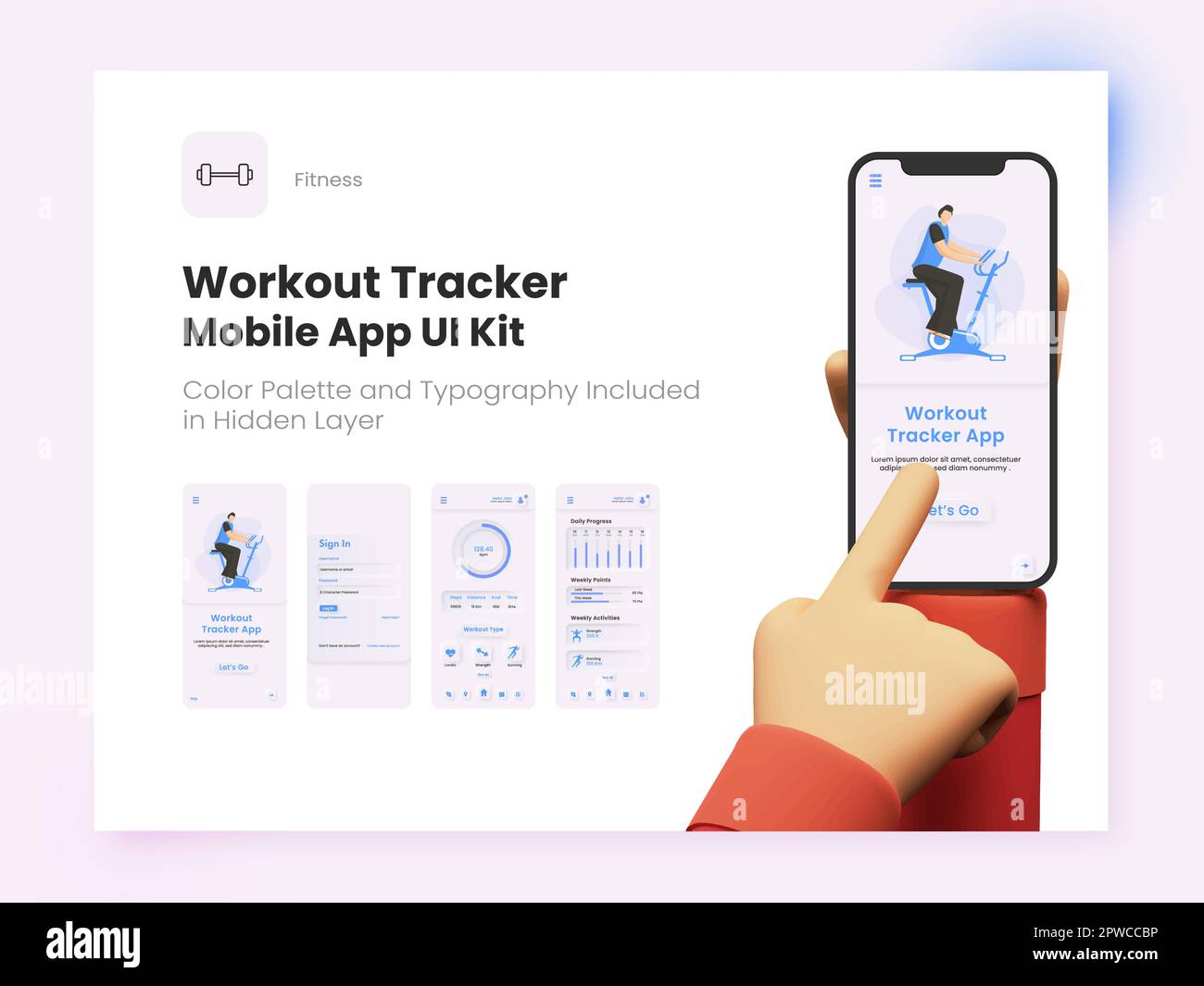 Workout Tracker Mobile App UI Kit Including As Sign In, Sign Up, Daily ...