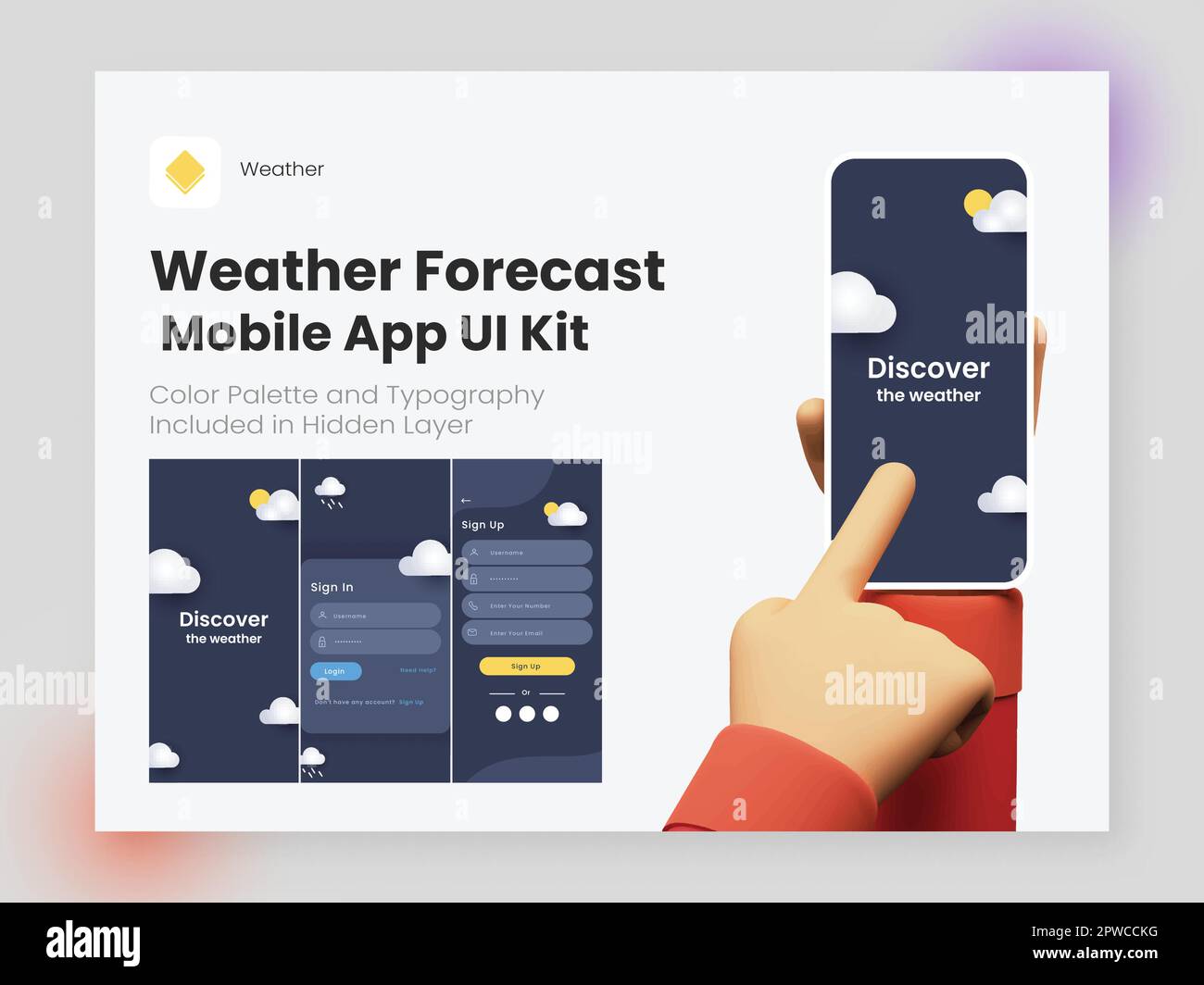 Weather Forecast Mobile App UI Screens Including Like As Sign In, Sign ...