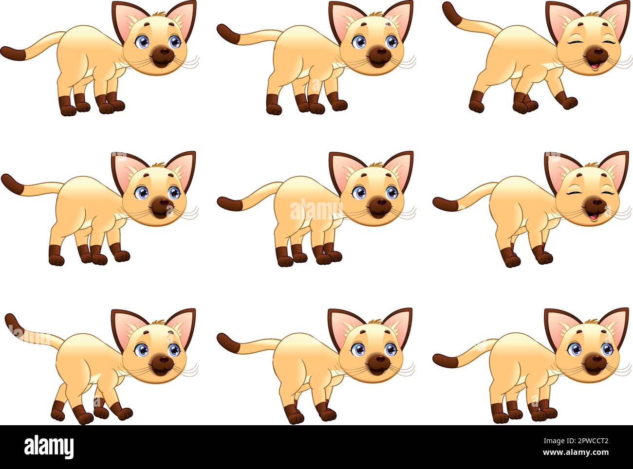 Cat walking animation. Cartoon vector isolated objects. Separate layers ...