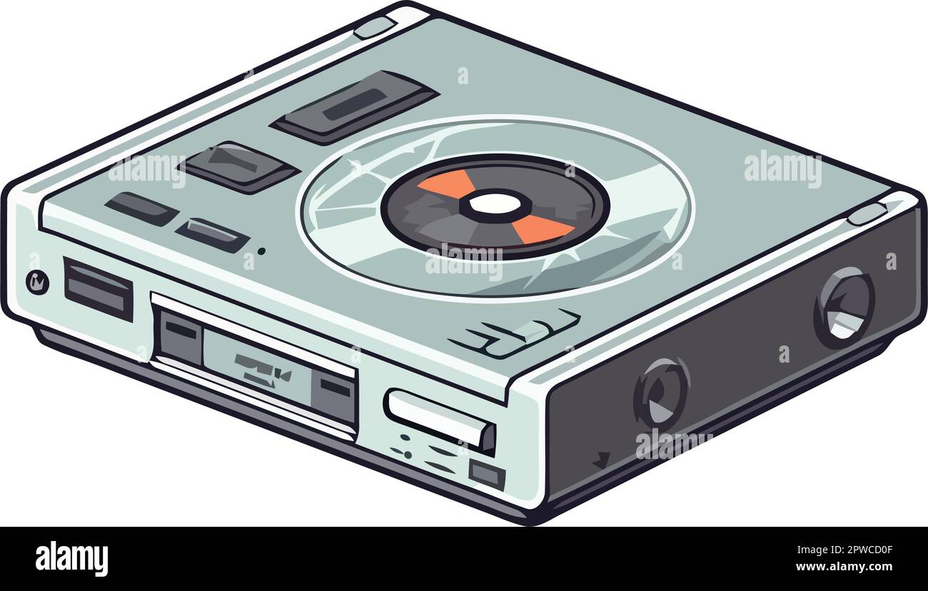 Old fashioned turntable playing audio cassette at nightclub party Stock ...