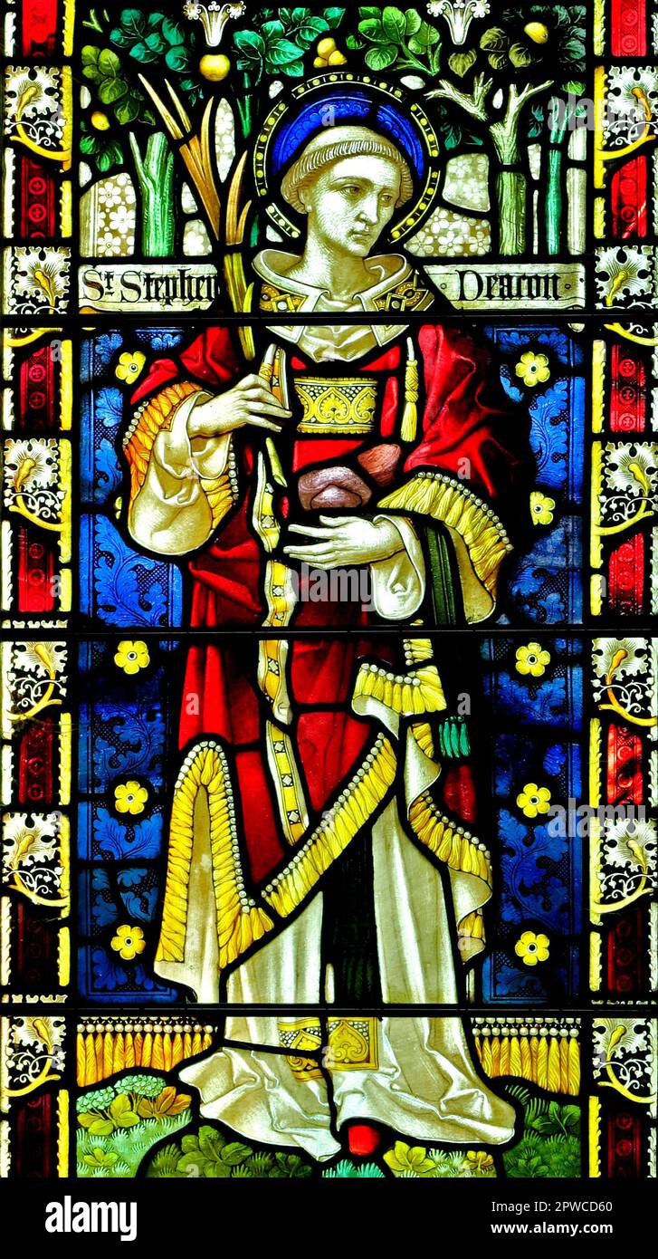 St. Stephen, saint, stained glass window, by Clayton and Bell, c.1890 ...