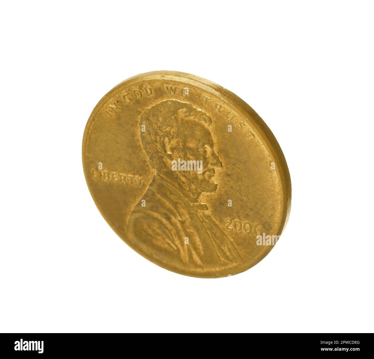 American one cent coin isolated on white Stock Photo - Alamy