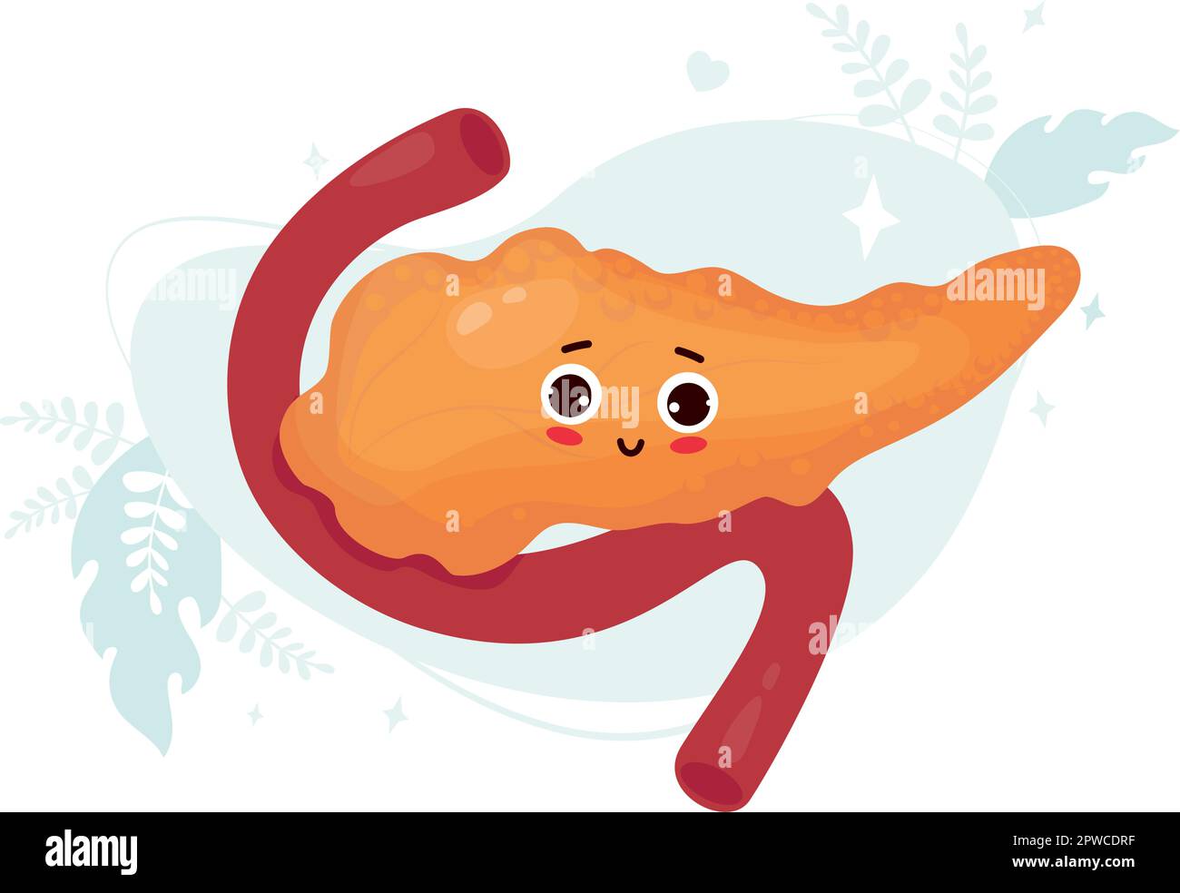 Cute cartoon pancreass. Funny human organ. Vector flat cartoon ...