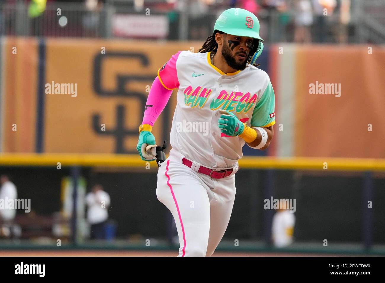 San Diego Padres' Fernando Tatis Jr. runs the bases after hitting a ...