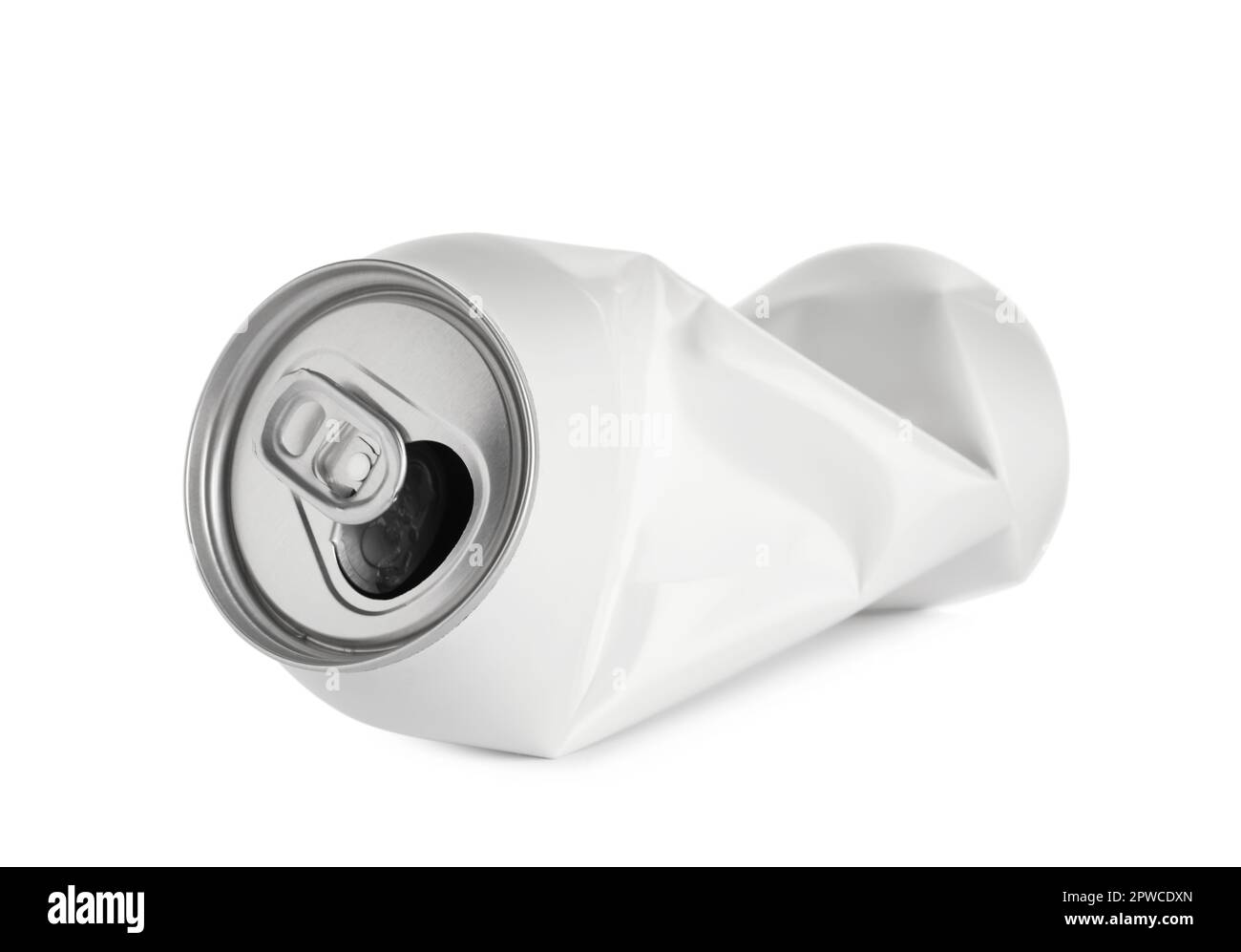 Crumpled can with ring isolated on white Stock Photo - Alamy