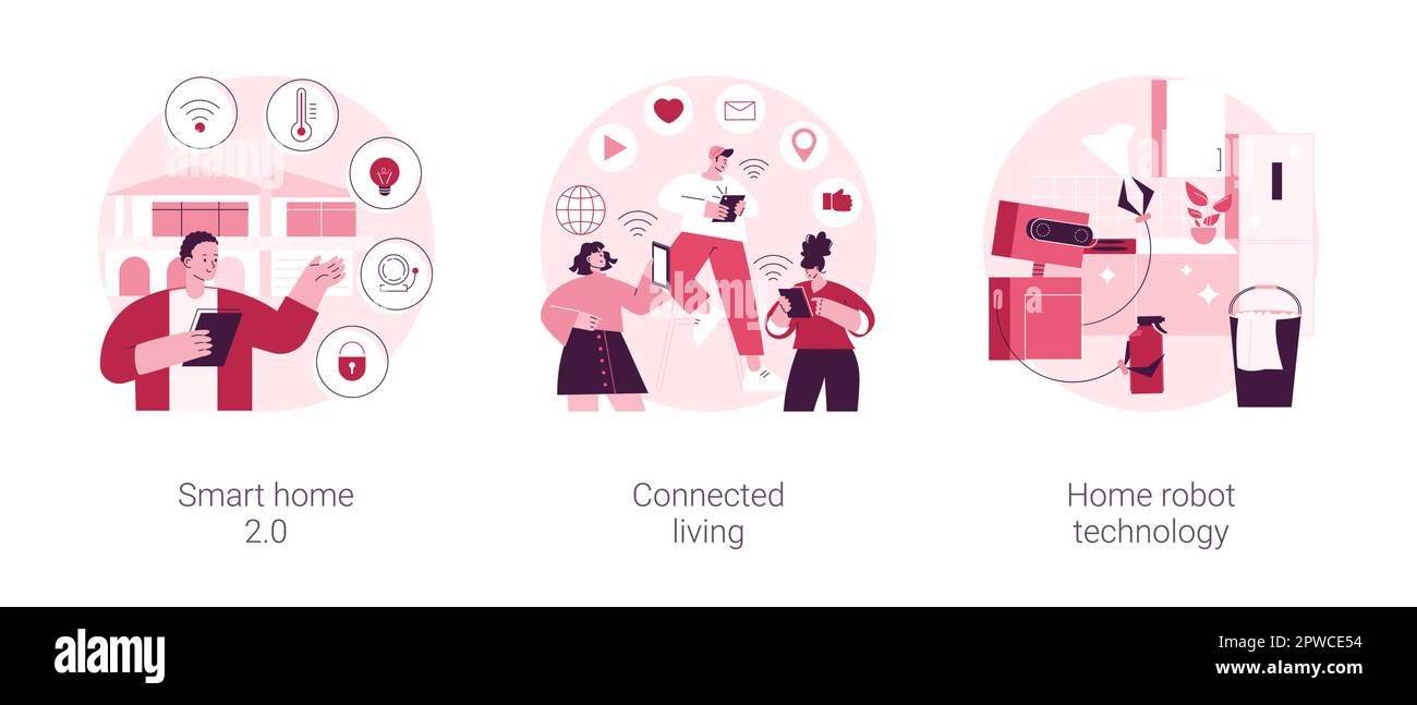 Smart living environment abstract concept vector illustration set ...