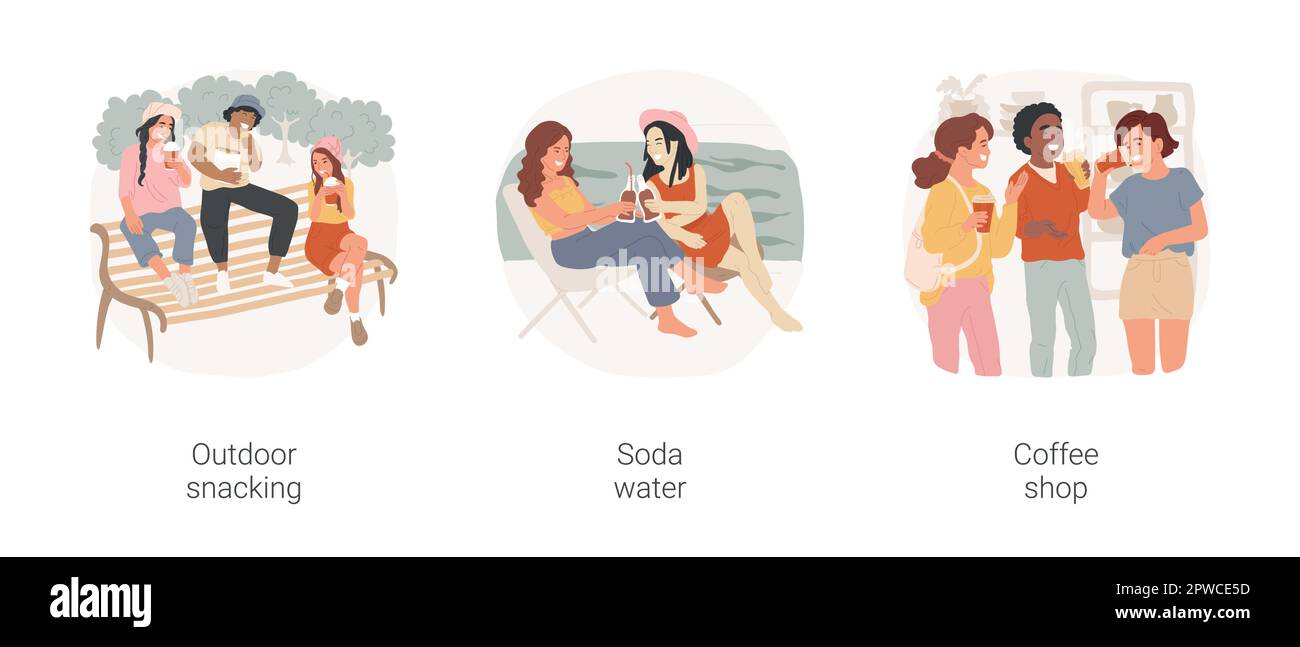 Takeaway food and drinks isolated cartoon vector illustration set ...